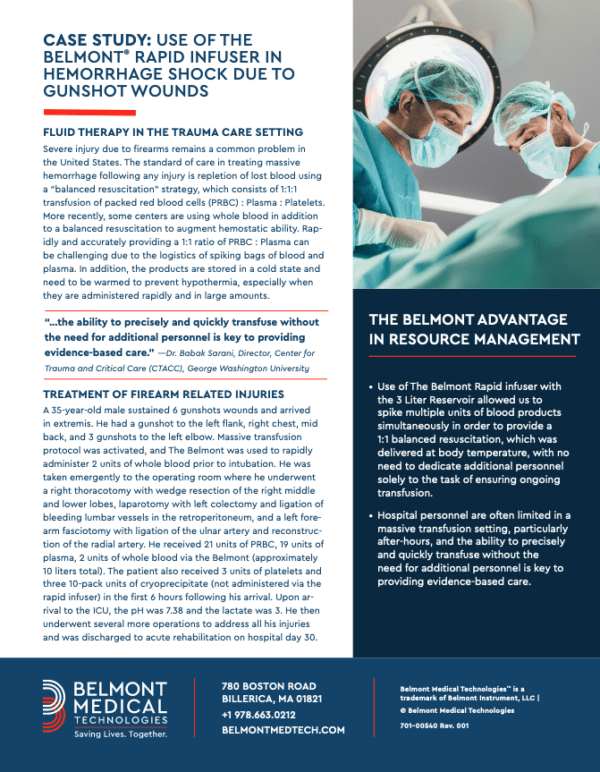 槍傷失血性休克患者快速輸液案例分享 – 新揚行專業醫材